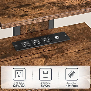 HOOBRO 4-Tier AV Media Stand, Media Console with Charging Station and LED Light Strip, Entertainment Device Stand, Game Console, Record Player, Media Accessories, Rustic Brown and Black BF38UDCJ01