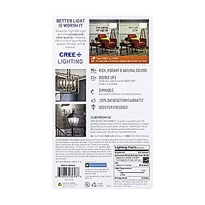 Cree Lighting TB11-07027MDCH25-12DE12-1-12 B11 Clear Glass Filament Candelabra 75W Equivalent, 700 lumens, Dimmable LED Bulb, 2 Count (Pack of 1), Soft White