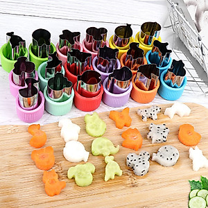 Mini Cookie Cutters Set, Small Fruit Vegetable Cutters Shapes, Animal Shape Food Cutters for Kids Lunch Bento Box Accessories
