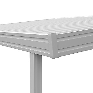 Four Seasons Outdoor Living Solutions TWV Series 20X12ft High-Grade Aluminum Attached Patio Cover Awning, 4 Posts, 20 Lb. Snow Load, White