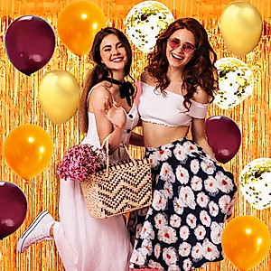 Fall Balloons/Maroon and Orange Balloons Fall Birthday Party Decorations Thanksgiving Decorations 20pcs Burgundy Orange Gold Confetti Balloons for Fall Bridal Shower Decorations