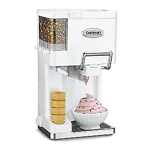 Cuisinart ICE-45 Mix It In Soft Serve 1.5-Quart Ice Cream Maker (White) Bundle with Reusable Ice Cream Storage Containers (2-Pack) (2 Items)