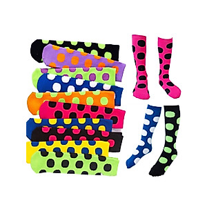 10 Pairs Kids Child Knee High Long Socks polka dots socks Colorful Mid-Calf Uniform Socks Soccer Socks Girls School Socks Sports Socks No Heels Long Boot Wave Point socks for Child Gift(10pcs,point)