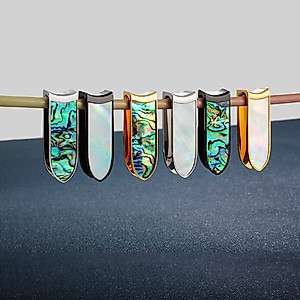 LADEMAYH 2Pcs 00 gauge Ear Weights for Stretched Ears, Elegant Black 00g Earrings Dangle Gauges for Women, Reversible Design Pearl & Abalone Shell Bar Ear Hangers