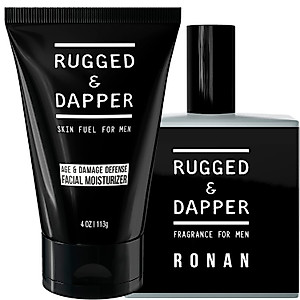 RUGGED & DAPPER Age + Damage Defense Facial Moisturizer and Ronan Cologne for Men