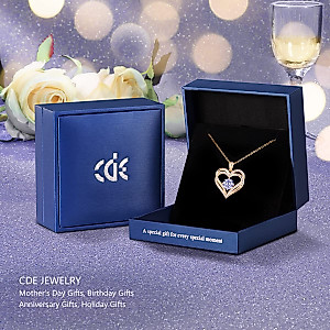 CDE Forever Love Heart Necklaces for Women, Wedding Anniversary, Birthday Gift for Wife, S925 Silver Jewelry with Birthstone Pendant, Ideal Chrismas Valentine's or Mothers Day Gifts for Her