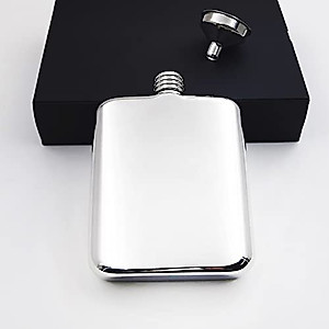 iSavage 6oz Hip Flask Square Shape 18/8 Stainless Steel Mirror Finishing with a Funnel-YM116
