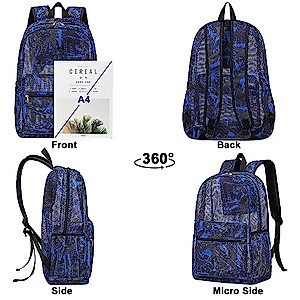 Bluboon Mesh Backpack Boys Girls Bookbags Kids Casual Bags Student Bookbags Semi -Transparent Waterproof Backpack Bags for Beach