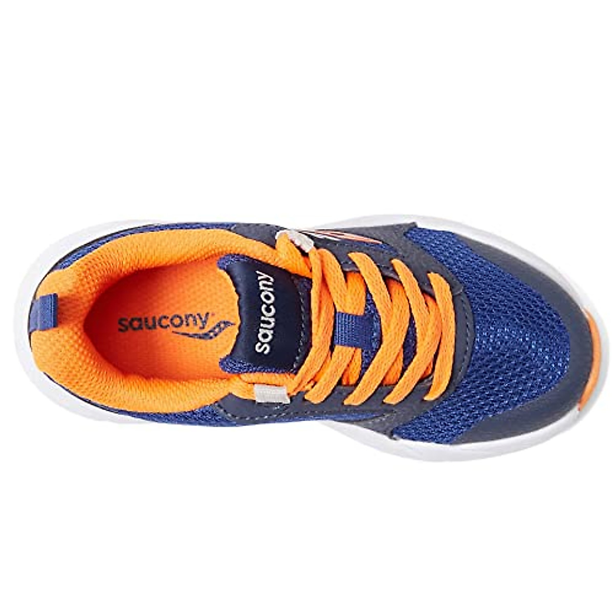 Saucony Wind FST Lac to Toe Sneaker, Navy/Orange, 2 US Unisex Big Kid