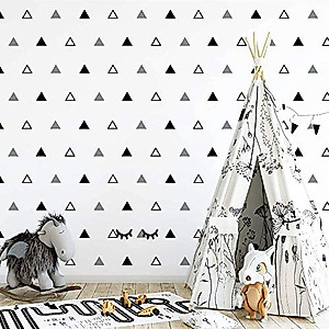 HOYOYO Geometry Self-Adhesive Liner Paper, Black White Grey Triangles Peel and Stick Shelf Liner Drawer Cabinets Door Tbale Surface Kitchen Wall Art Decoration 17.8 x 118 inch