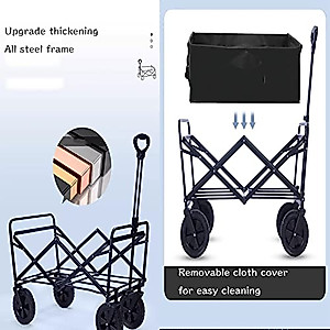 Suuim 160L Beach Wagon Cart with Big Wheels, Collapsible Utility Wagon Heavy Duty Folding,Ideal for Outdoor Sand Camping Garden Pet (Color : B) (A)