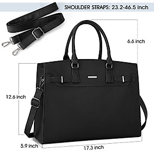 Laptop Bag for Women 15.6 Inch Waterproof Leather Lightweight Business Office Work Bag Large Capacity Professional Briefcase Computer Tote Fashion Handbag Shoulder Bag Black