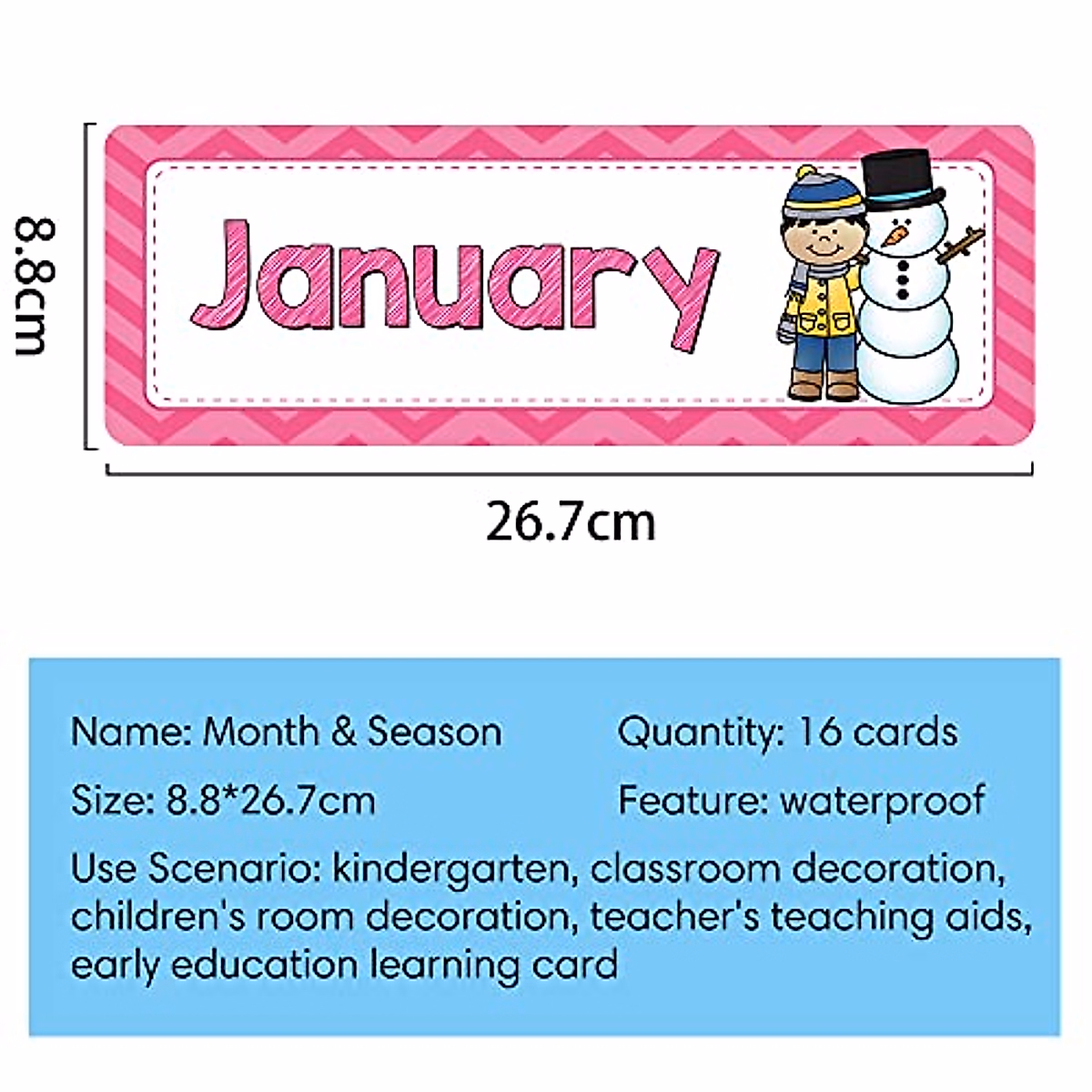 Lachilly 24 Pcs, 3 Themes Days of The Week/Seasonal/Months of The Year Flash Cards Subject Titles for Bulletin Board Headliners Classroom Decoration English Words