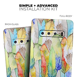 DesignSkinz Vivid Watercolor Feather Overlay Protective Vinyl Decal Wrap Skin Cover Compatible with The Samsung Galaxy S20 (Screen Trim & Back Glass Skin)