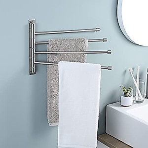 KES Swivel Towel Rack, Bathroom Swivel Towel Bar Swing Out Towel Holder 4-Arm Multiple Towel Rack 13.8 Inch Space Saving SUS 304 Stainless Steel Wall Mount Brushed Finish, A2102S4-2