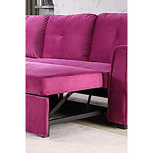Legend Vansen 91''Velvet Sofa Chaise Storage Reversible L-Shape Sleeper Sectional,Sofabed,Seelper, Apt, Violet