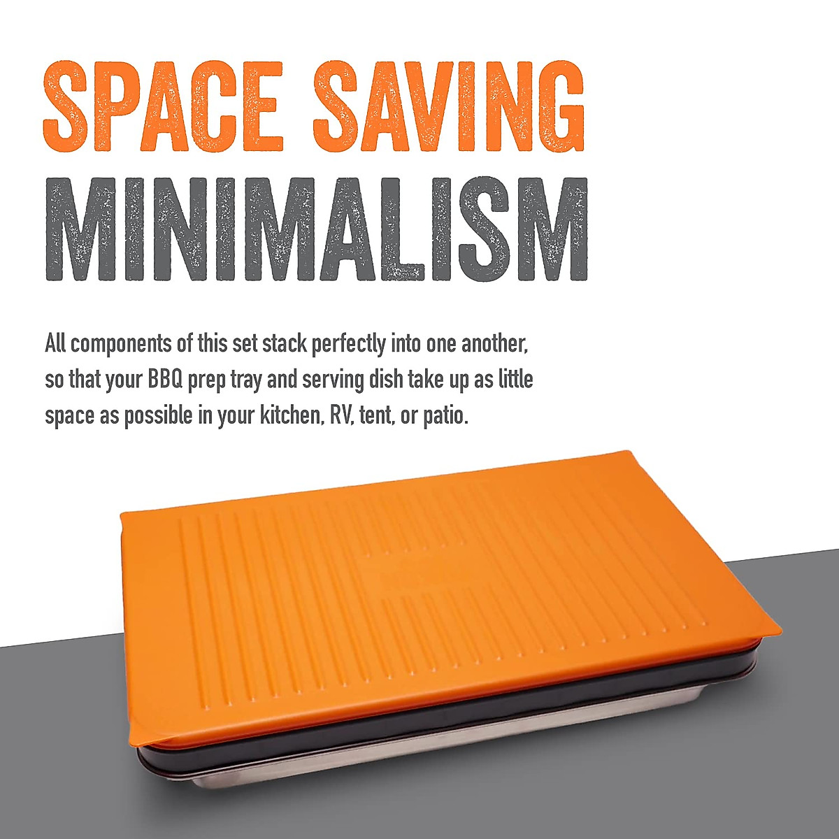 Food Prep BBQ Tray - The Yukon Glory™ Grill Prep Trays Include Plastic Marinade Container for Marinating Meat & Stainless Steel Serving Platter for All Your Grilled Barbecue - BBQ Prep 'N Serve™ Set