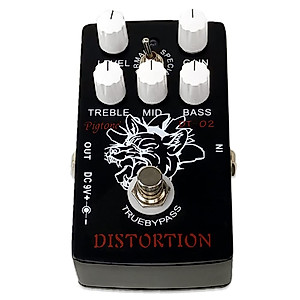 pigtone Distortion Guitar Pedal, Distortion Guitar Pedal for Electric Guitar Effect Natural Tight Pedal True Bypass Black PP-30