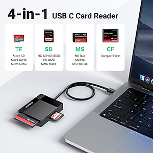UGREEN USB C SD Card Reader 4-in-1 Memory Card Adapter External SD Micro SD MS CF Compact Flash Camera Card Reader Compatible with iPhone 15, Trail Camera, Game Camera, MacBook, iPad