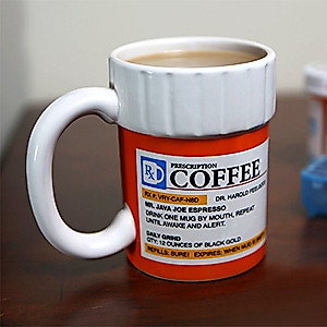 BigMouth Inc. Coffee Mug with A Fun Prescription, Cute Mugs, for Coffee Lovers, White