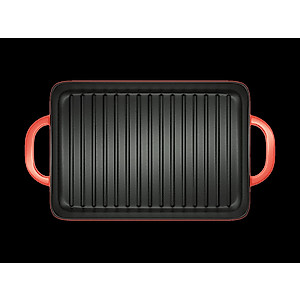 FSPE Cast Iron Enameled Cast Iron Grill Pan, Red