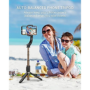 Gimbal Stabilizer with Selfie Stick for iPhone: Portable Handheld Gimble with Tripod & Remote for Cell Phone Camera & Samsung Android Smartphone Recording Video & Vlogging on Tiktok & YouTube