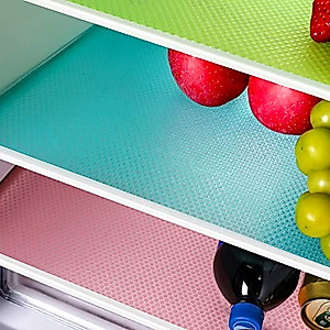 16 Pcs Refrigerator Liners Mats for Shelves EVA Fridge Mats Liners Washable Fridge Covers Pads Liners for Glass Shelf Cupboard Cabinet Drawer Table Placemats Refrigerator Accessories (5 Color Mixed)