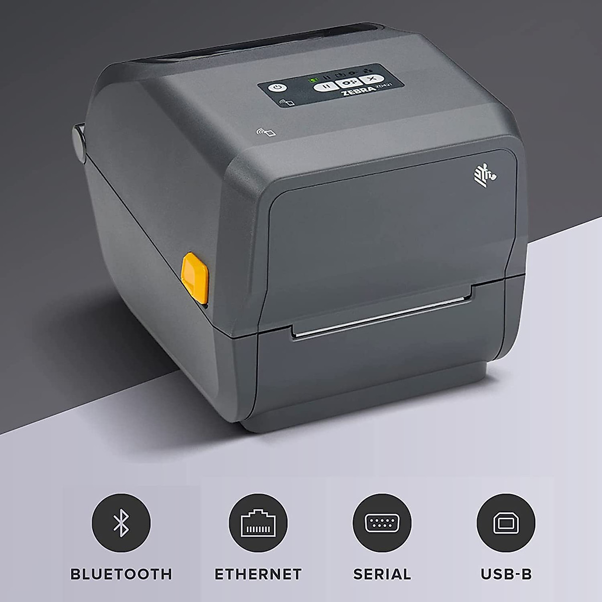 Ybpitt Zebra ZD621 300 DPI Thermal Transfer Desktop and Direct Thermal Printer with Tear Bar, USB, Bluetooth 4.1, Serial, Ethernet Connectivity - 6 IPS, 4.27 Print Width - ZD621T JTTANDS, Gray