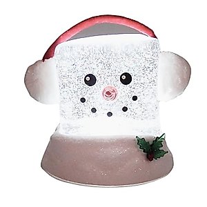 Snowman Swirling Snow Cube, Freestanding Christmas Decoration, Festive Holiday Décor, 6.25 Inches
