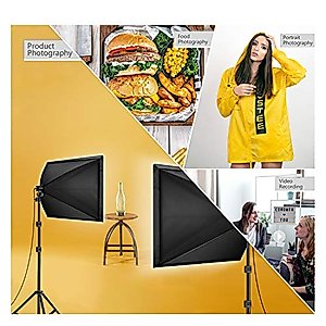 Neewer Upgraded 450W LED Photography Softbox Lighting Kit: (2) 24x24 Inches Softbox with E27 Socket and 5500K Instant Brightness Energy Saving LED Bulbs and Stand for Photo Studio Video Shooting