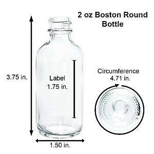 GlassBottleOutlet (Pack of 80) 2 oz. Clear Boston Round with Black Fine-Mist Sprayer