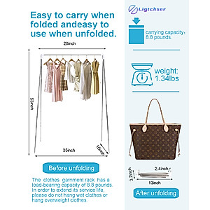 Ligtchser Portable Travel Garment Rack,Folding Clothes Rack for Dance,Travel,Camping, Drying,RV, Indoor,Outdoor. A Collapsible Mini Clothing Rack.