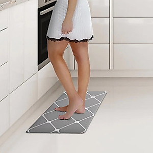 LitheMeta, Anti-Fatigue Kitchen Rug, Waterproof Non-Slip Kitchen mat and Carpet Heavy Duty PVC Ergonomic Comfort Foam Carpet, Suitable for Kitchen, Floor Home, Office, Sink, Laundry(17.3x30, Grey)