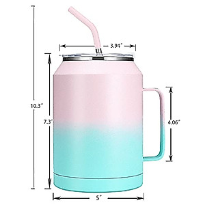 zenbo 50 oz Mug Tumbler – Stainless Steel Vacuum Insulated Mug with Handle,Lid and Straw,Keeps Drinks Cold up to 36 Hours – Sweat-Proof Body, Dishwasher Safe