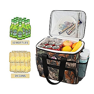 AUUXVA Leakproof Reusable Insulated Cooler Lunch Bag Tree Leaves Camouflage Camo Picnic Lunch Box for Women Men Cooler Tote Office Work Camping Beach 24 Can 15L