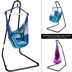Sorbus Durable Hammock Chair Stand Hanging Chair Stand- Heavy Duty Steel Sensory Swing Stand- Weather & Rust Resistant- Adjustable Portable Stand 330lbs for Tree,Lounger,Air Porch,Indoor/Outdoor,Patio