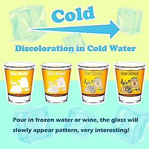 HOMEYUT Shot Glasses, 1.5oz Color Changing Shot Glasses Set of 4/Super Cute Ornate Shot Glasses/Funny Glasses/Heavy Base Shot Glass Set/Tequila Shot