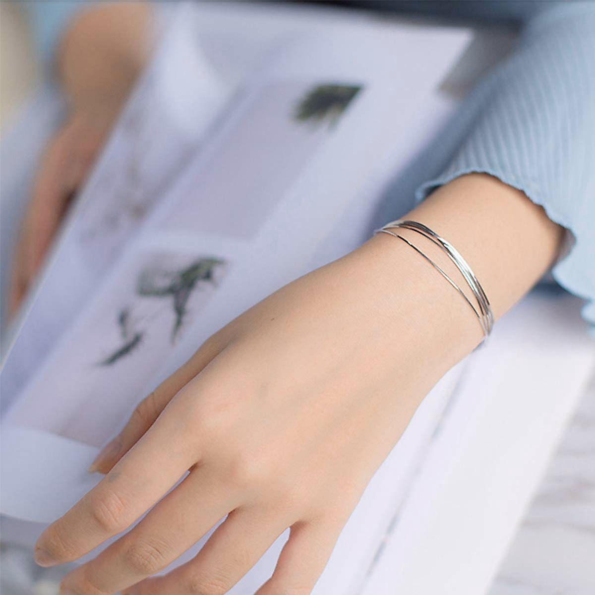 FarryDream 925 Sterling Silver Elegant Link Bracelet for Women Snake Bracelet Christmas Gifts