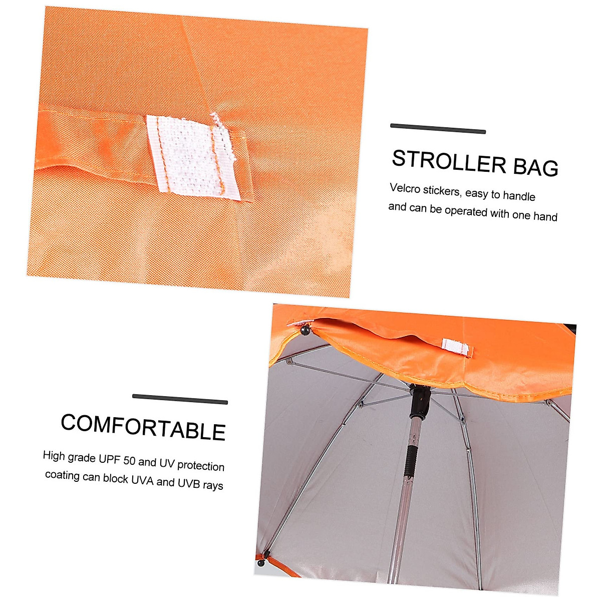 KOMBIUDA Clip On Baby Stroller Umbrella Uv Sun Shade for Push Chair Adjustable and Foldable Parasol Compact Travel Design Easy Attachment