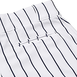 CHAMPRO Youth Triple Crown OB Open-Bottom Loose-Fit Baseball Pant with Knit-in Pinstripes, Adjustable Inseam, and Reinforced Sliding Areas , White,navy, X-Large