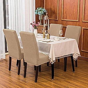 SUBRTEX Dining Room Chair Slipcovers Parsons Chair Covers Set of 2 Stretch Dining Chair Covers Removable Washable Kitchen Chair Covers Chair Protector Covers for Dining Room,Party,Hotel(Khaki)
