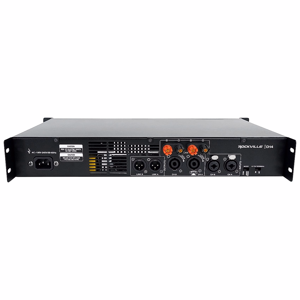 Rockville D14 7000W Peak / 2000W RMS 2-Channel Class D Pro/DJ Amplifier, Perfect for Live Sound, Pro Audio, DJs