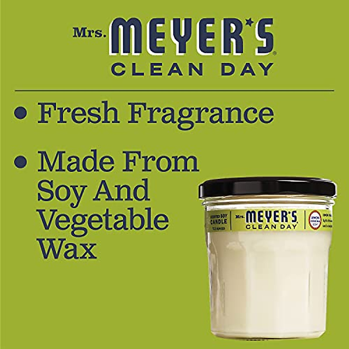 Mrs. Meyer's Clean Day Soy Candle, Lemon Verbena, 7.2-Ounce Jars (Pack of 6)