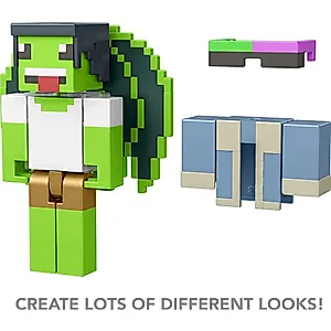 Mattel Minecraft Creator Series Party Shades Figure, Collectible Building Toy, 3.25-inch Action Figure with Accessories, Gift for Ages 6 Years & Older