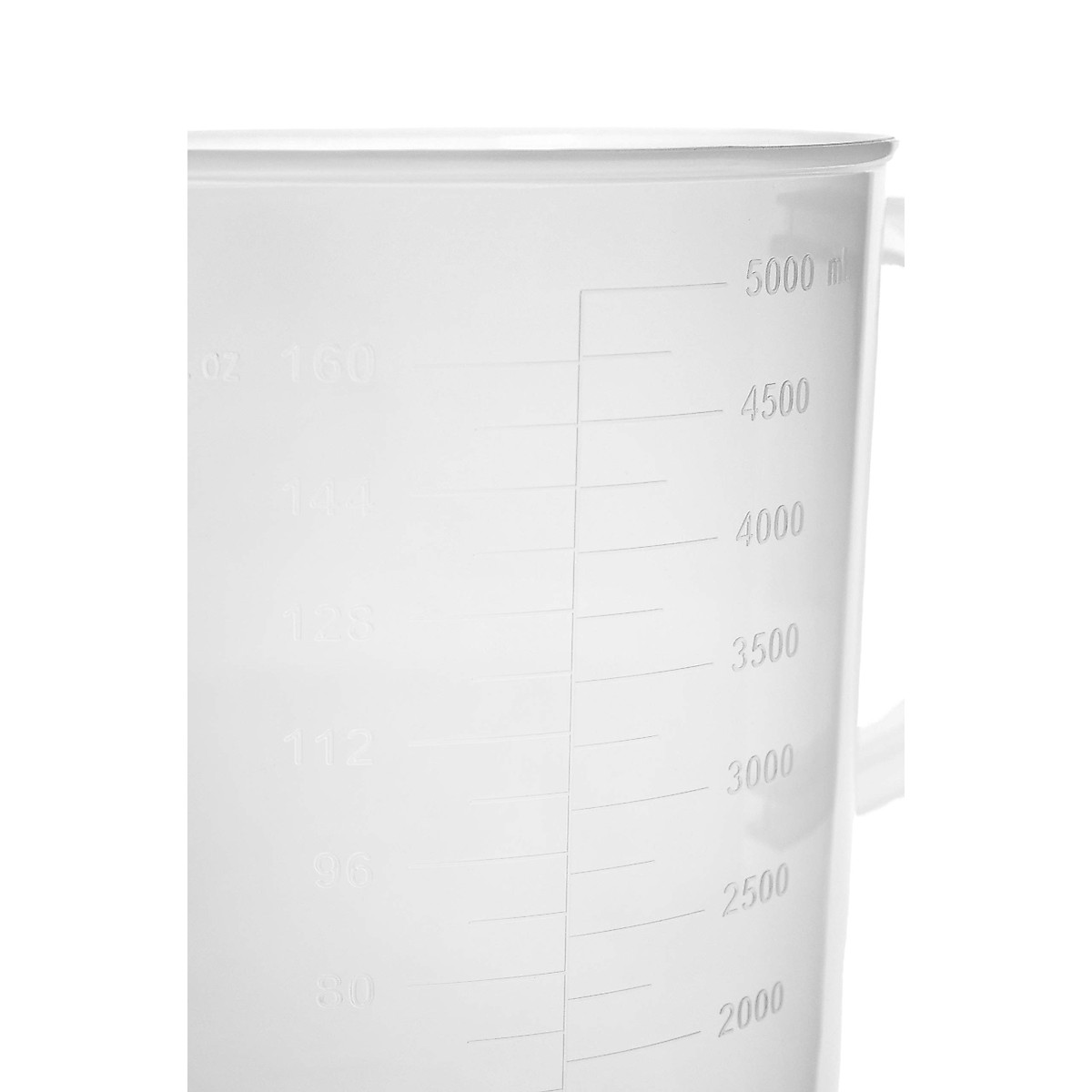 EISCO Measuring Jug, 5000mL (5 Liter) - Short Form - Polypropylene Plastic - Molded Graduations - Chemical Resistant, Autoclavable - Handle for Convenient Lifting - Pitcher, Large Measuring Cup