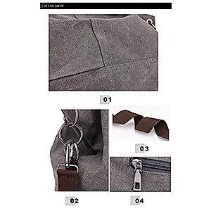Eamom canvas tote bag for women hobo crossbody bags shoulder purses and handbags large capacity travel bag (Gray)