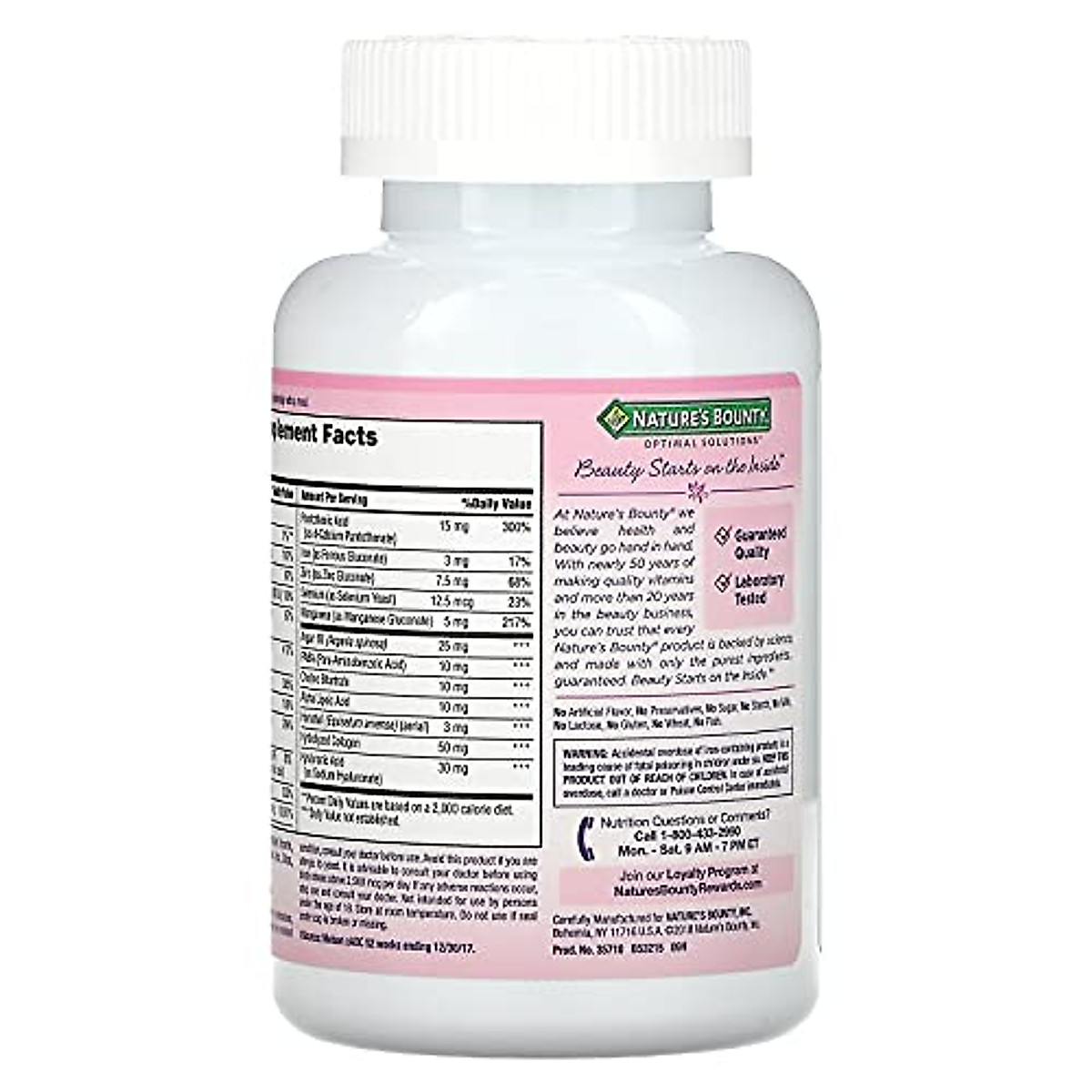Nature's Bounty Hair Skin and Nails 5000 mcg of Biotin - 250 Coated Tablets Extra Strength (Four Bottles each of 250 Softgels) 1 4.0 Count