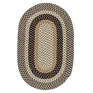 Burmingham Polypropylene Braided Rug, 4' x 6', Black/Neutral Tone