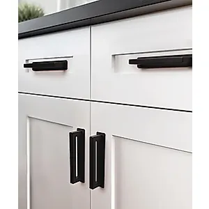 RVPEKUPE 2-Pack Adhesive Cabinet Handles Stick On Handle Self Stick Drawer Pulls No Drill Cabinet Pulls for Cabinet Closet Glass Sliding Shower Door Handle - 6", Black