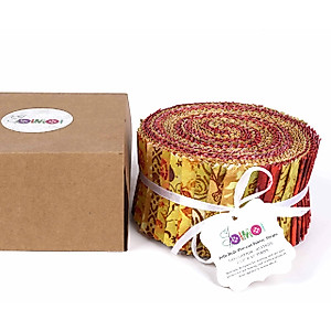 Soimoi 40Pcs Batik Print Cotton Precut Fabrics for Quilting Craft Strips 2.5x42inches Jelly Roll - Red